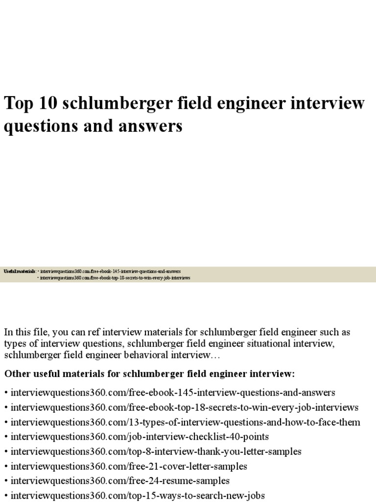Top 10 Schlumberger Field Engineer Interview Questions and Answers ...
