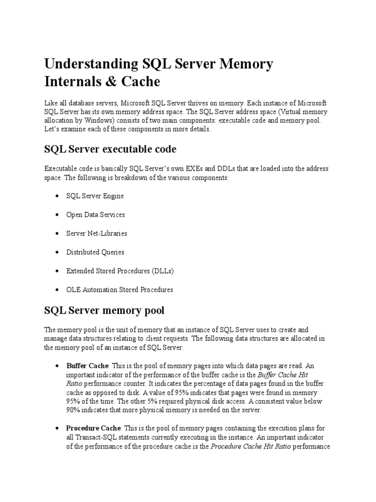 Understanding Sql Server Memory Internals Pdf Microsoft Sql Server