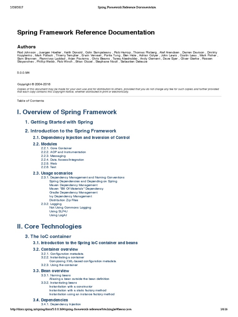 Spring Documentation | PDF | Spring Framework | Application Programming Interface