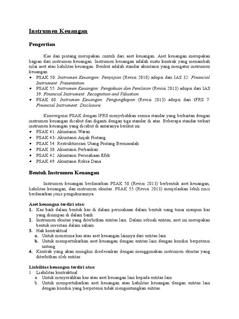 Instrumen Keuangan & PSAK | PDF