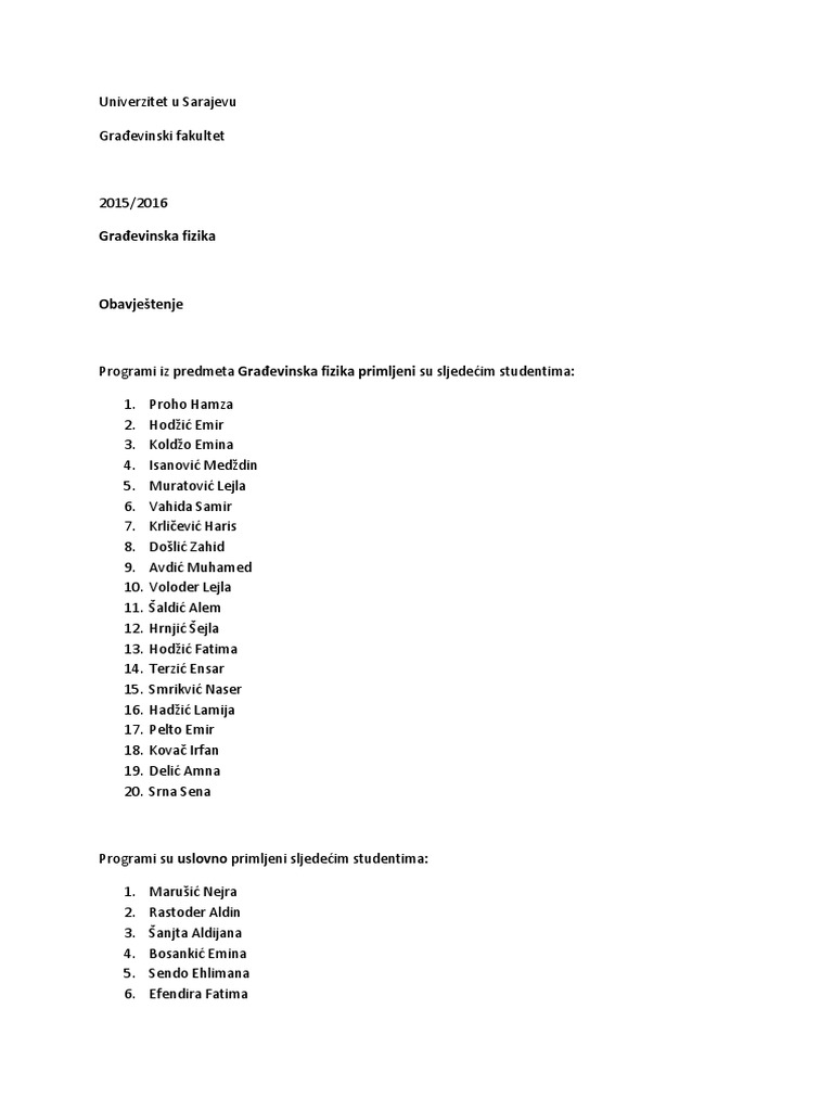 Gradjevinska Fizika Programi | PDF