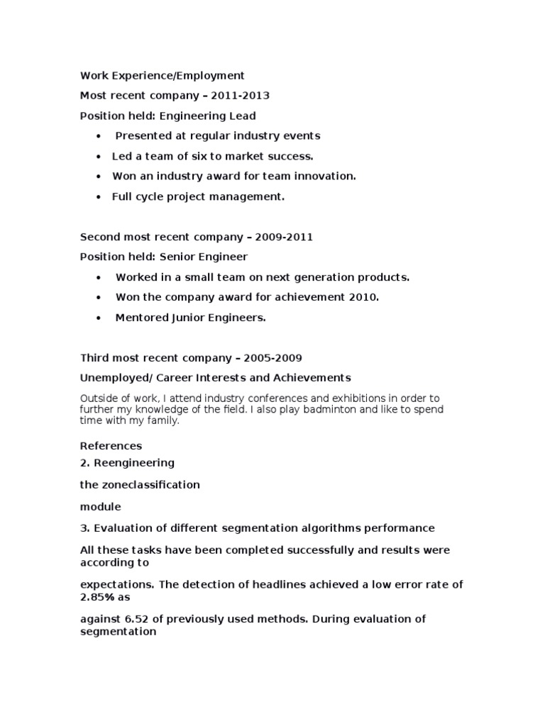 Unemployed CV Template | PDF | Engineer | Mechanical Engineering