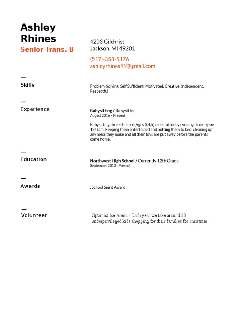 Ashley Rhines: Senior Trans. B | PDF