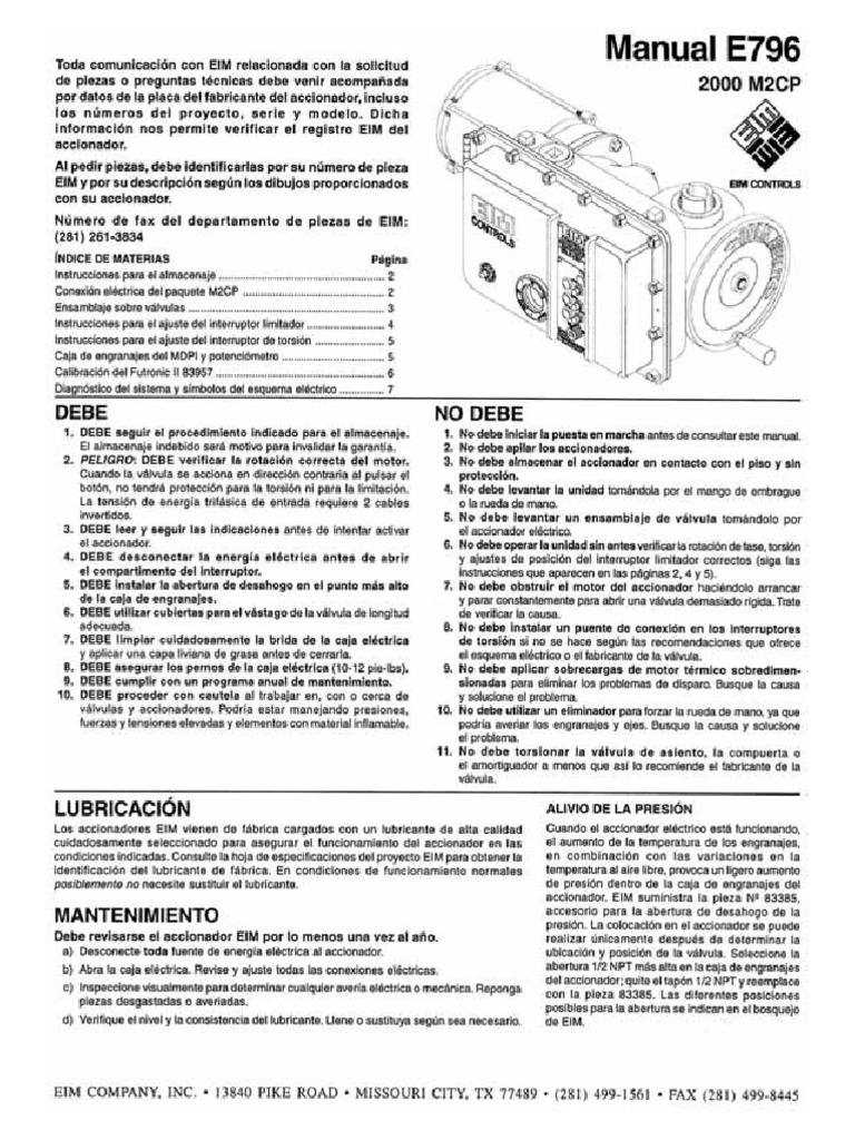 Manual EIM Controls E796-S | PDF
