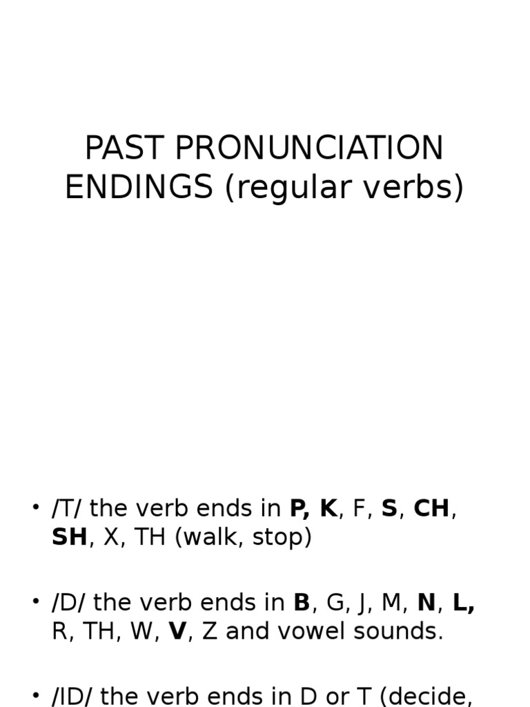 Past Pronunciation Endings (Regular Verbs) | PDF | Language Arts ...