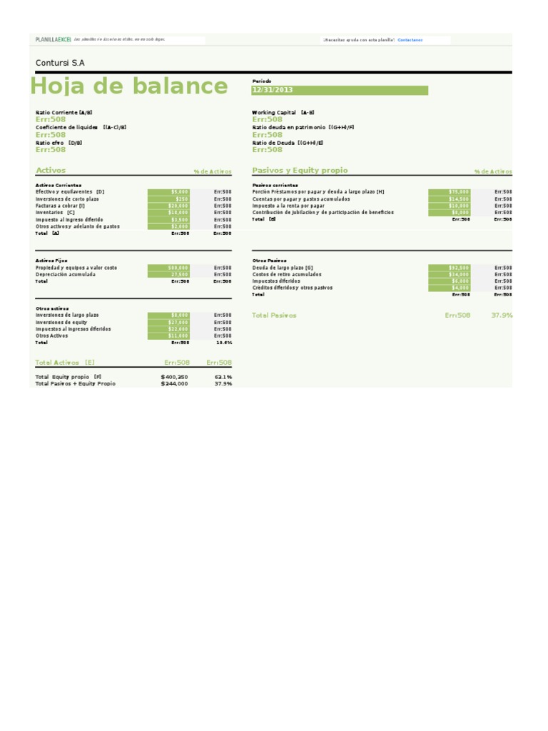 hoja-de-balance-en-excel.xls | Hoja de balance | Negocios