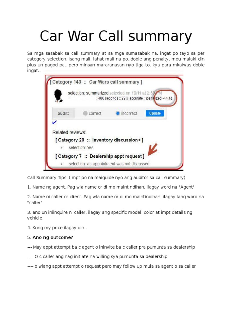 Call Summary Tips Humanatic | PDF