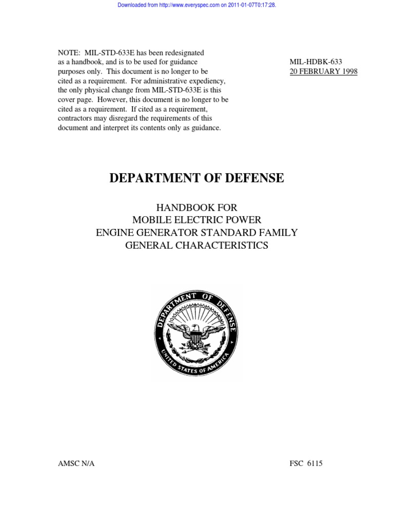 MEP Various Handbook For Mobile Electric Power Engine Generator ...