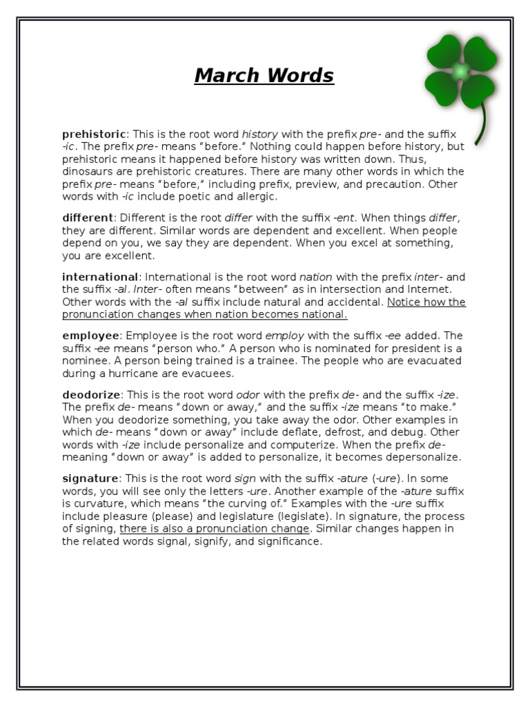 March Word List | PDF