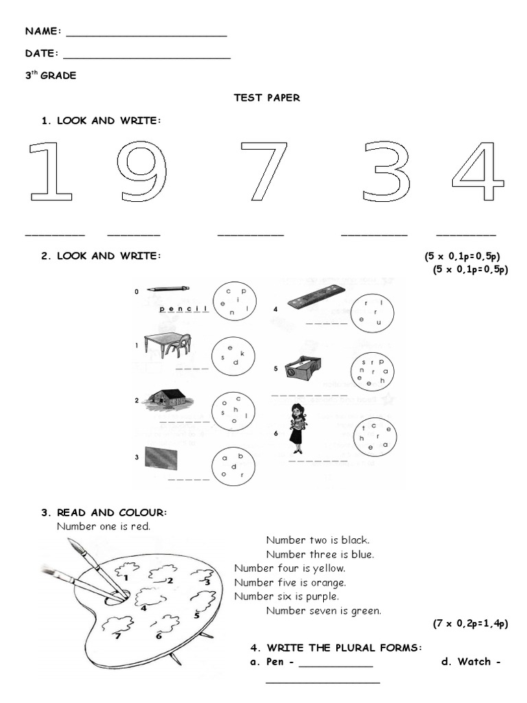 Analyzing a Third Grade Test Paper | PDF