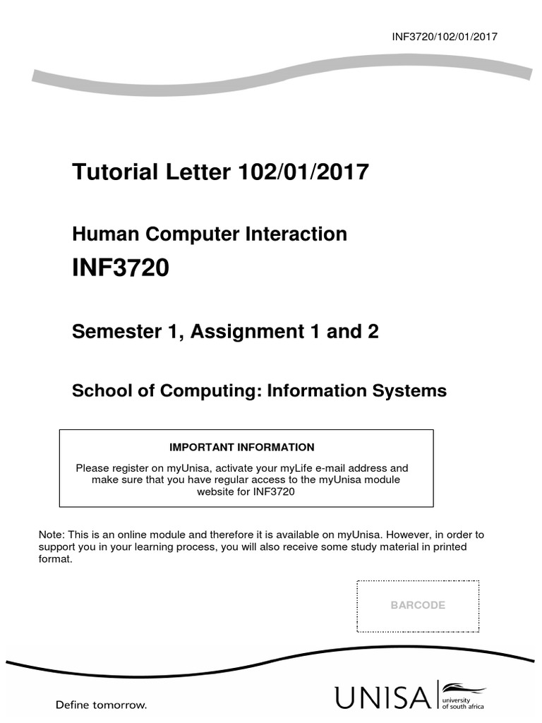 Tutorial Letter 102-INF3720-Assignment 1 and 2 | PDF | Usability | Human–Computer Interaction