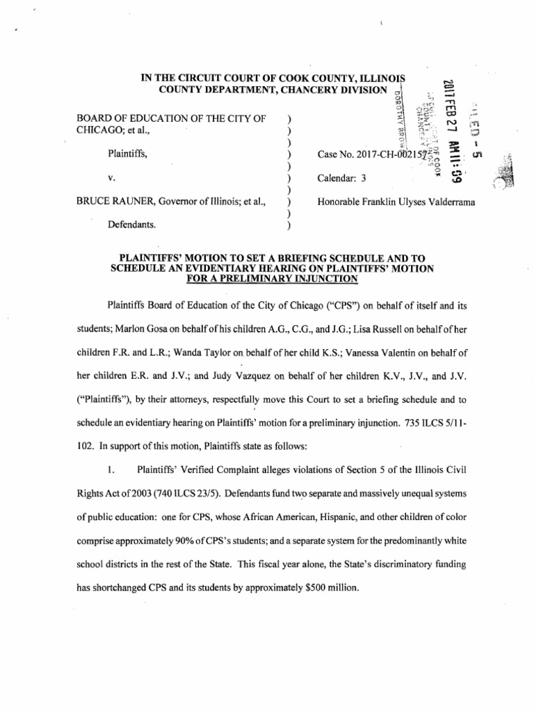 02.27.17 Motion To Set Briefing Schedule | PDF | Social Institutions ...