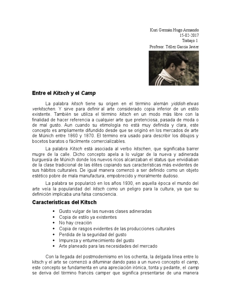 Entre El Kitsch y El Camp | PDF | Estética | Artes (general)