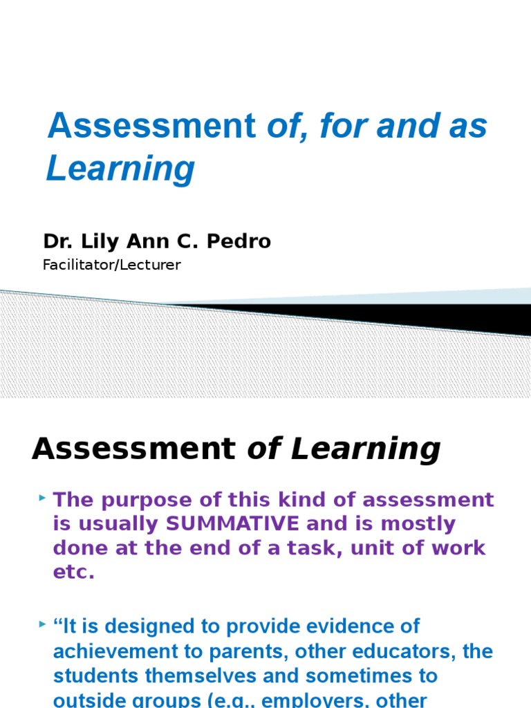 Asessment of For As Learning | PDF | Educational Assessment | Metacognition