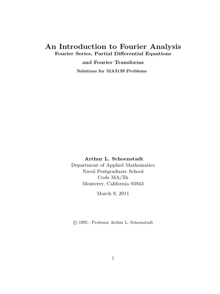 An Introduction To Fourier Analysis-Solutions Manual | PDF | Fourier ...