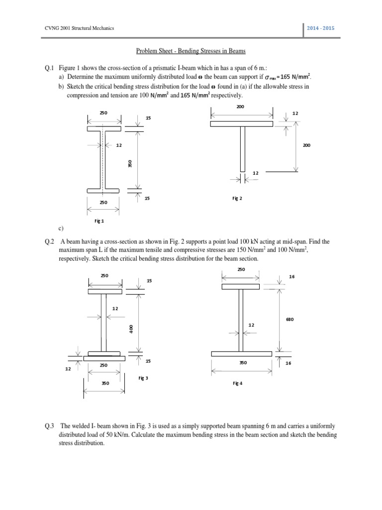Beam Bending Problems 2014-15 | PDF | Bending | Beam (Structure)