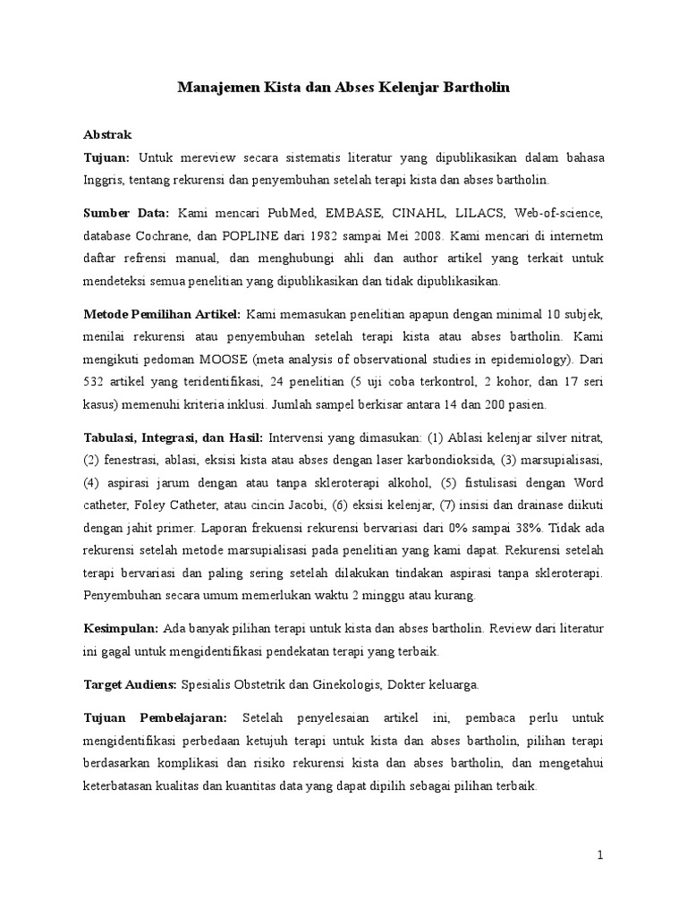 Tatalaksana Kista dan Abses Bartholin | PDF | Sains & Matematika