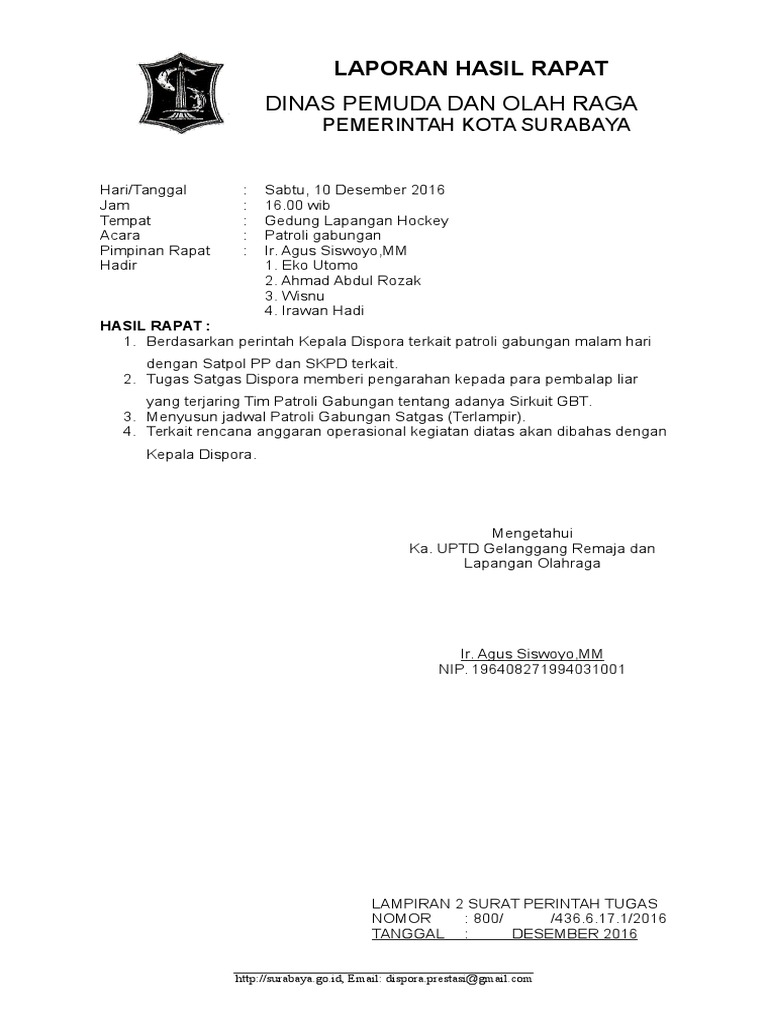 Laporan Hasil Rapat Patroli Gabungan | PDF