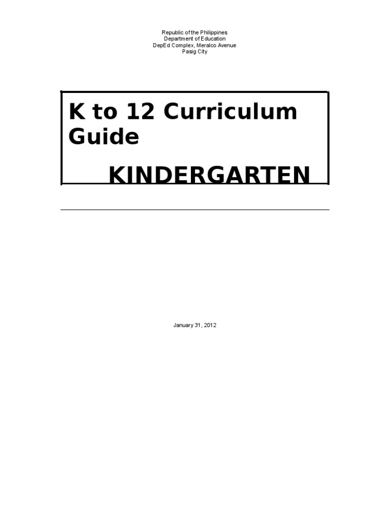 Kindergarten Curriculum Guide | Kindergarten | Curriculum