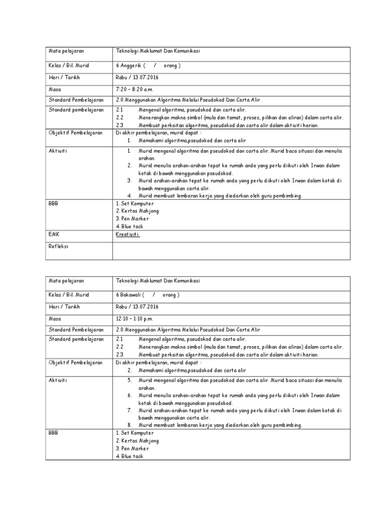 RPH TMK Tahun 6 2016 | PDF