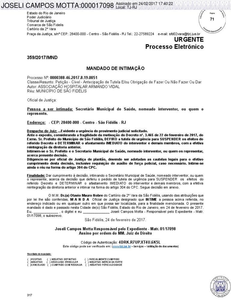 Mandado de Intimação Judicial RJ | PDF | Julgamentos | Virtude