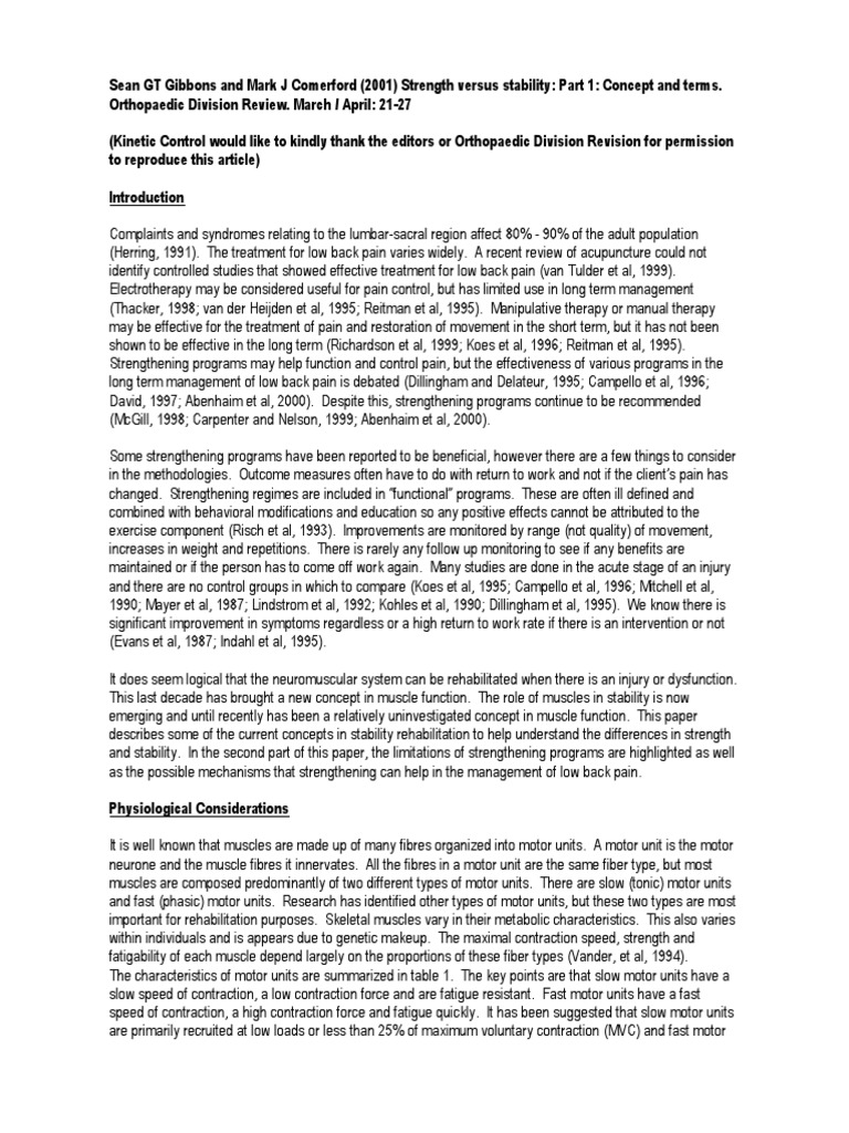 Strength Versus Stability - Part 1 Concept and Terms PDF | PDF | Muscle ...