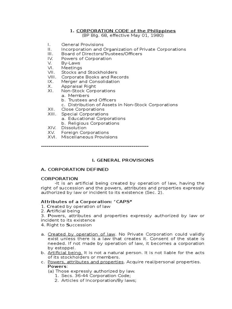 CORPORATION CODE of The Philippines | PDF