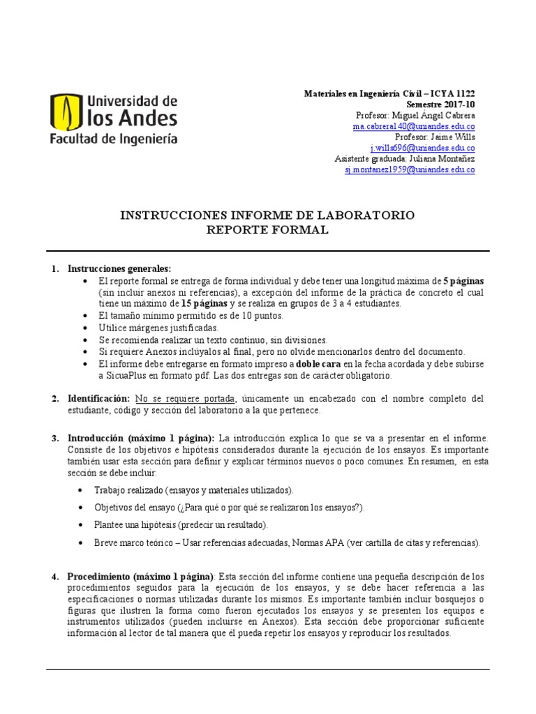 Instrucciones Reporte Formal 2017-1 | Información | Science