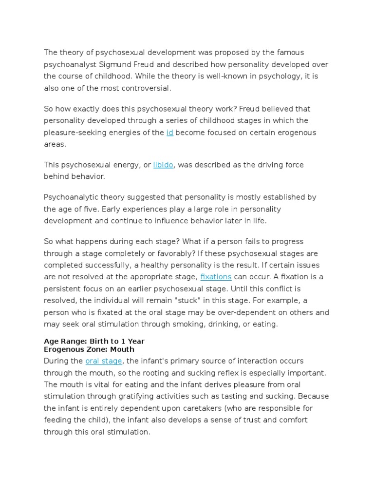 The Theory of Psychosexual Development Was Proposed by the Famous ...
