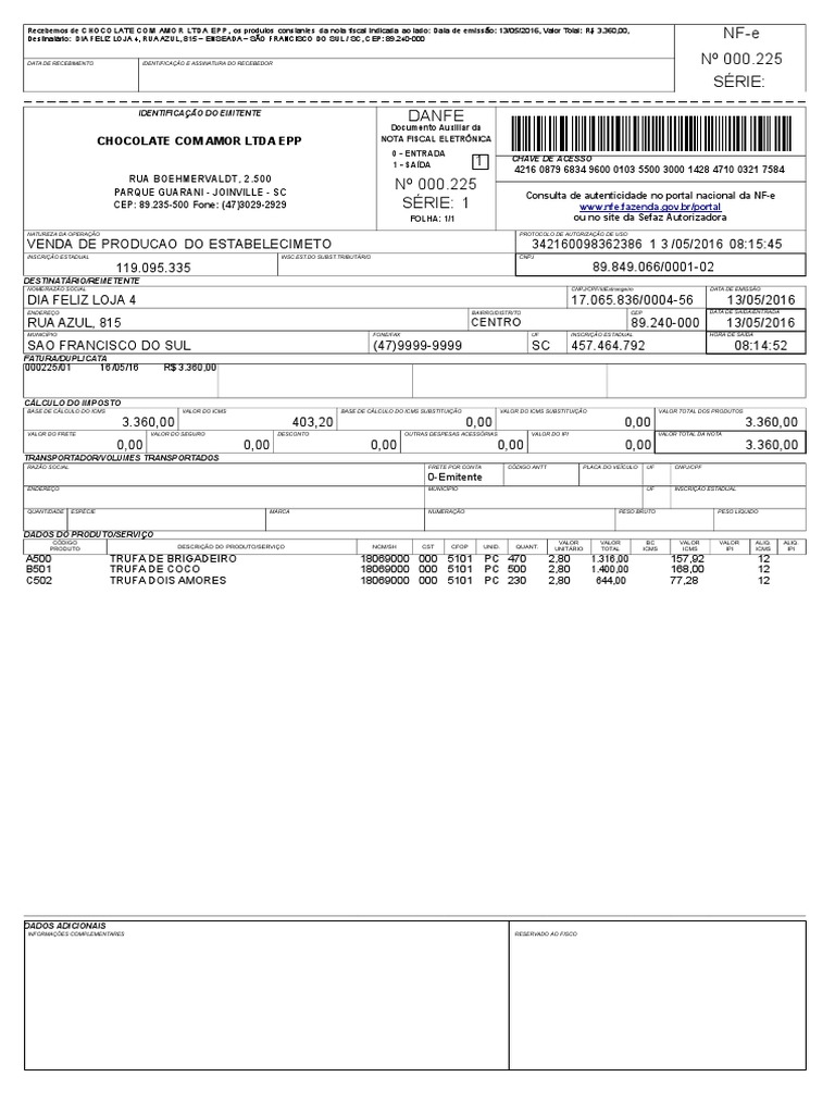 Modelo de Danfe - Word