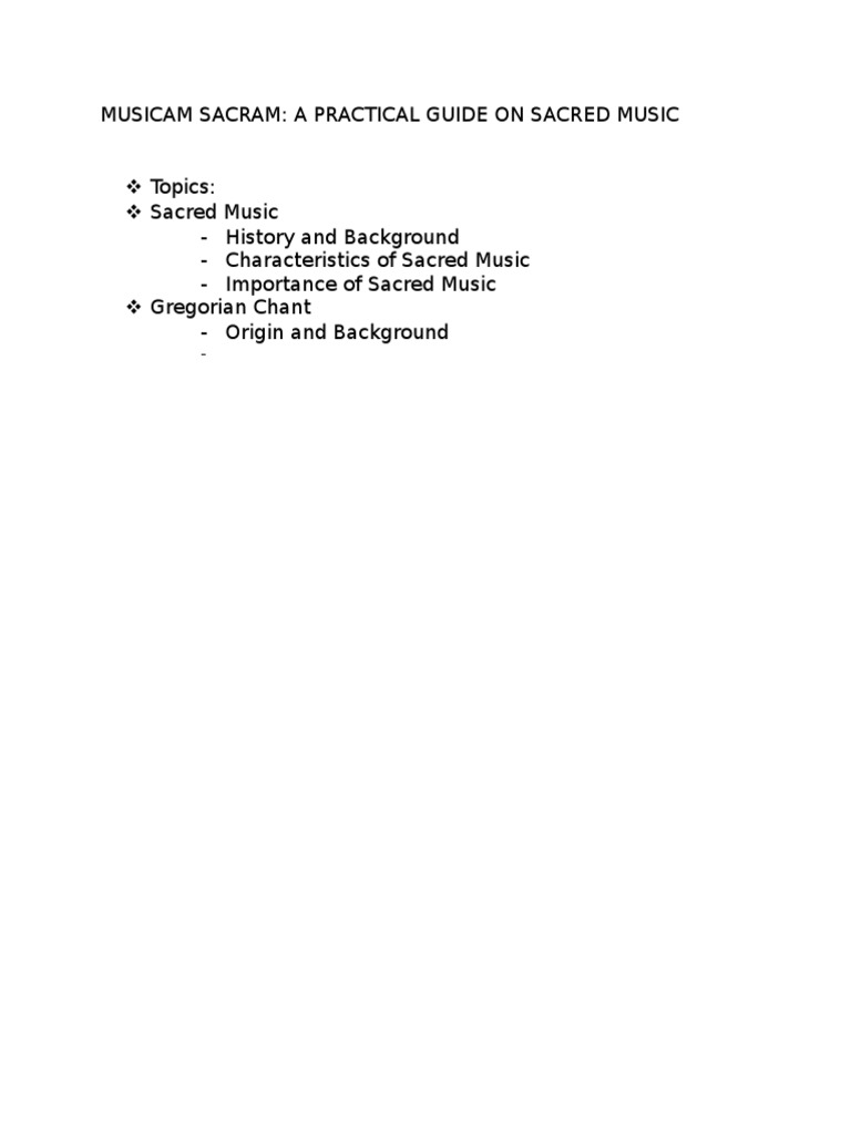 Musicam Sacram: A Practical Guide On Sacred Music | PDF | Entertainment ...