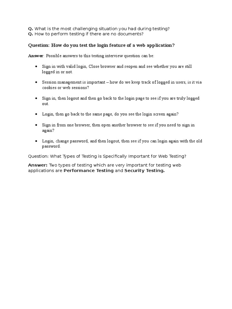 Question: How Do You Test The Login Feature of A Web Application? | PDF