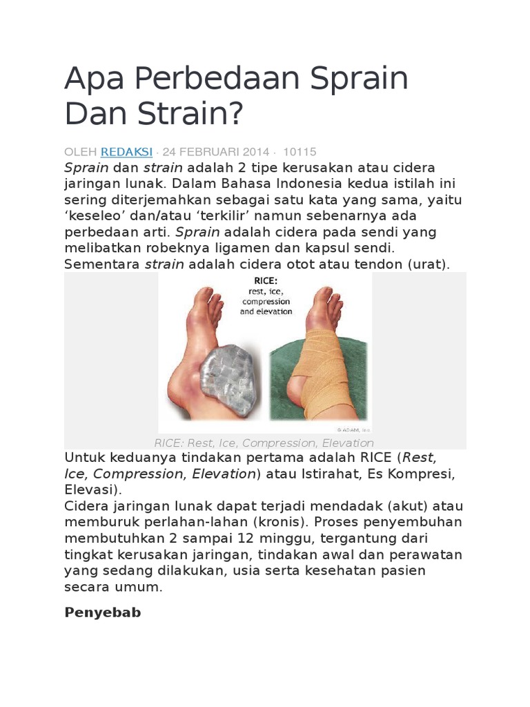 Apa Perbedaan Sprain Dan Strain | PDF