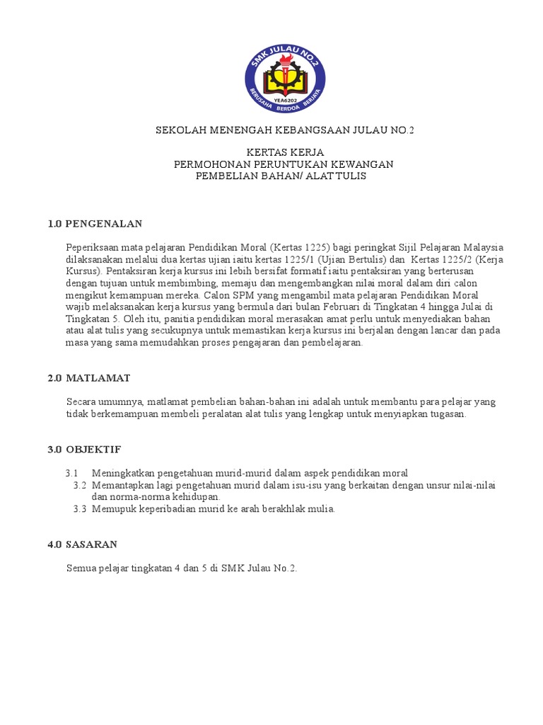 Kertas Kerja Pembelian Kertas A4 | PDF