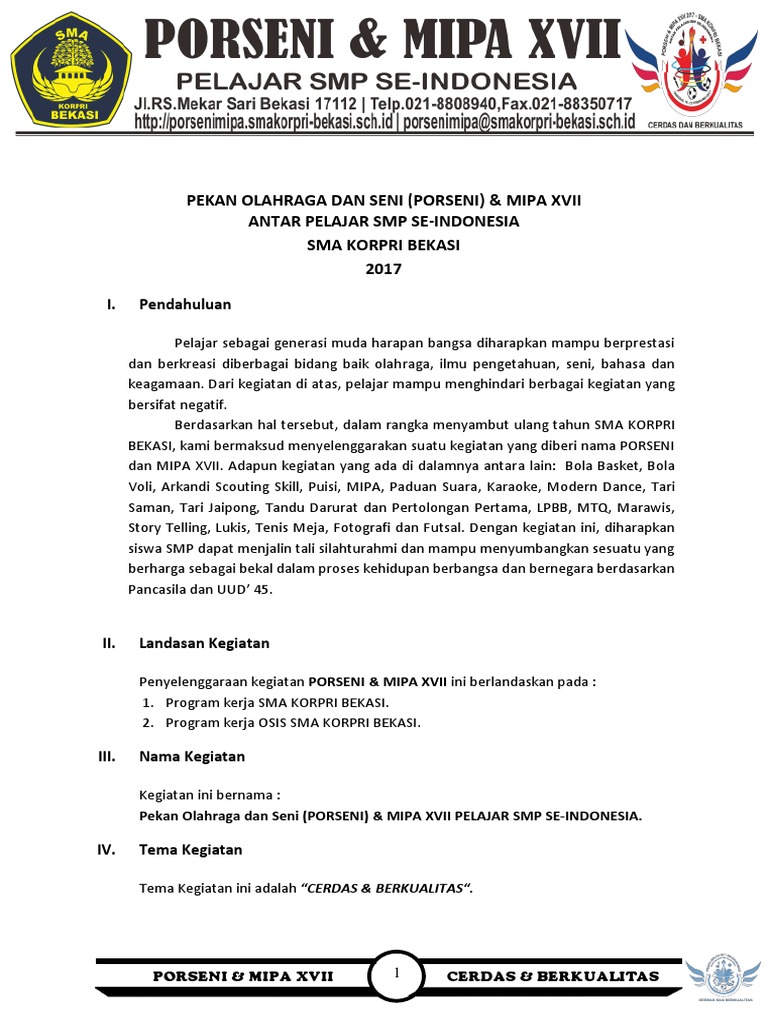 3 Proposal Porseni Mipa Xvii (Peserta) | PDF