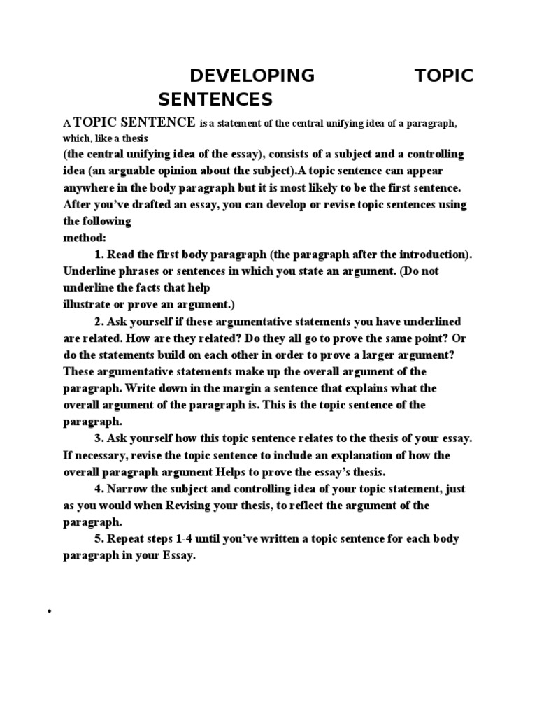 Developing Topic Sentences | PDF | Language Arts & Discipline