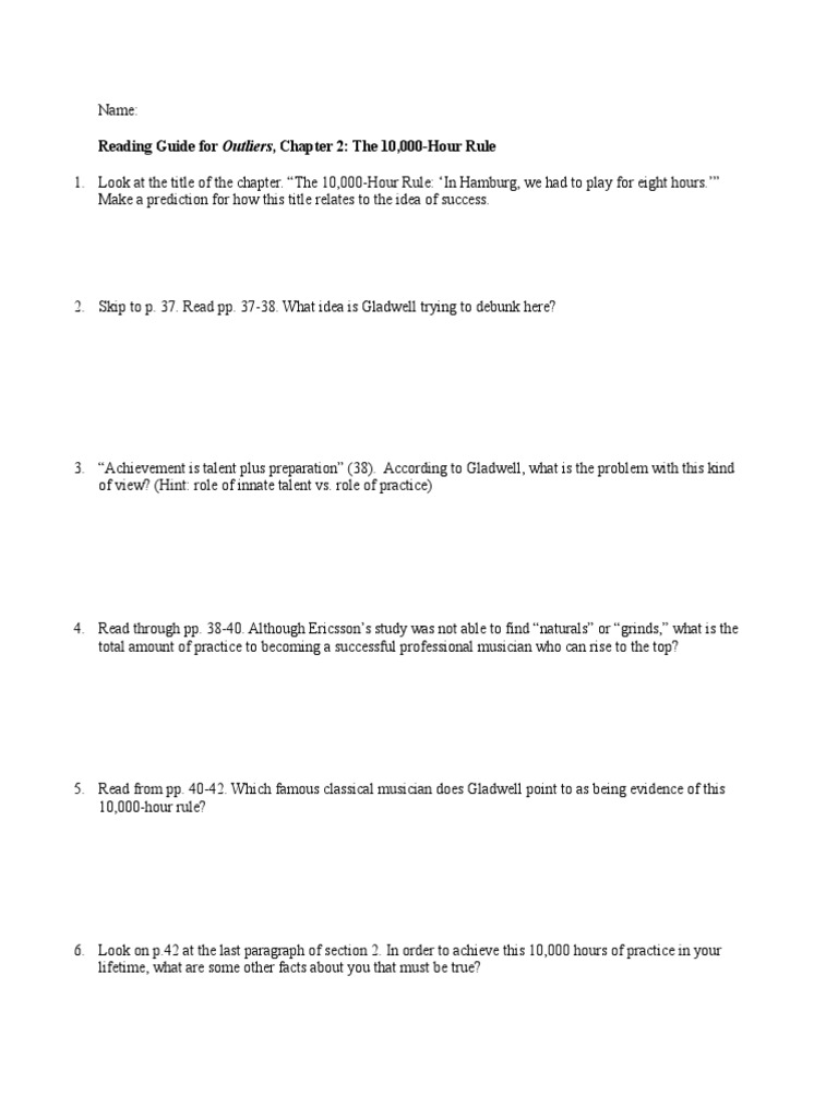 Outliers Chapter 2: The 10,000-Hour Rule | PDF
