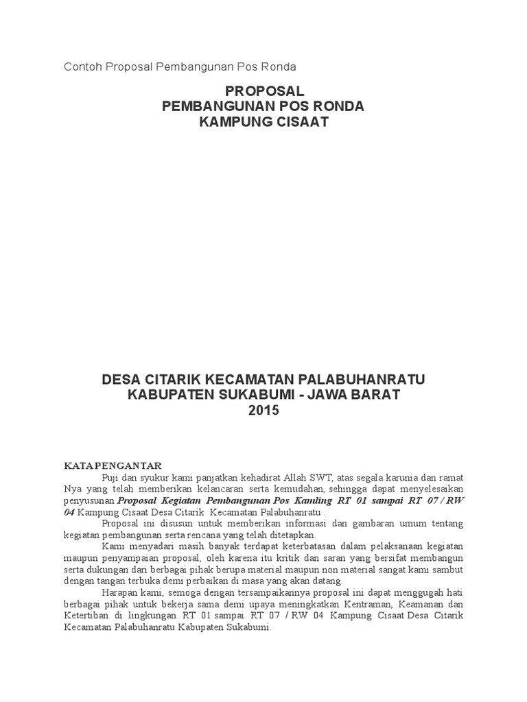 Contoh Proposal Pembangunan Pos Ronda | PDF