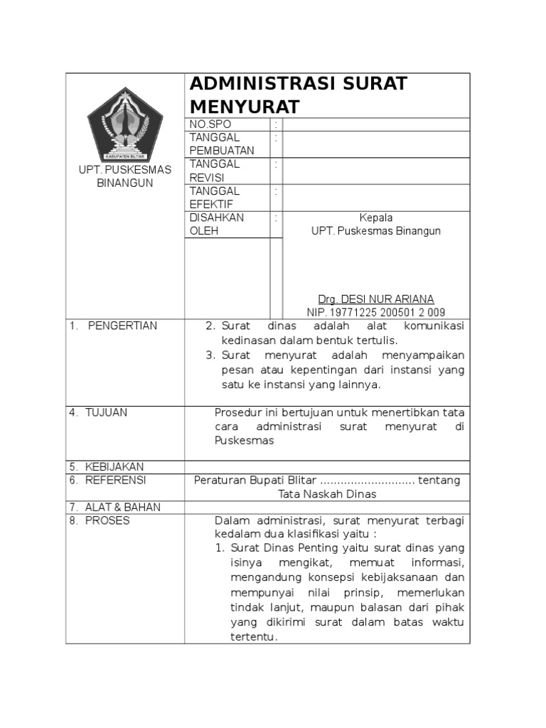 Administrasi Surat Menyurat | PDF