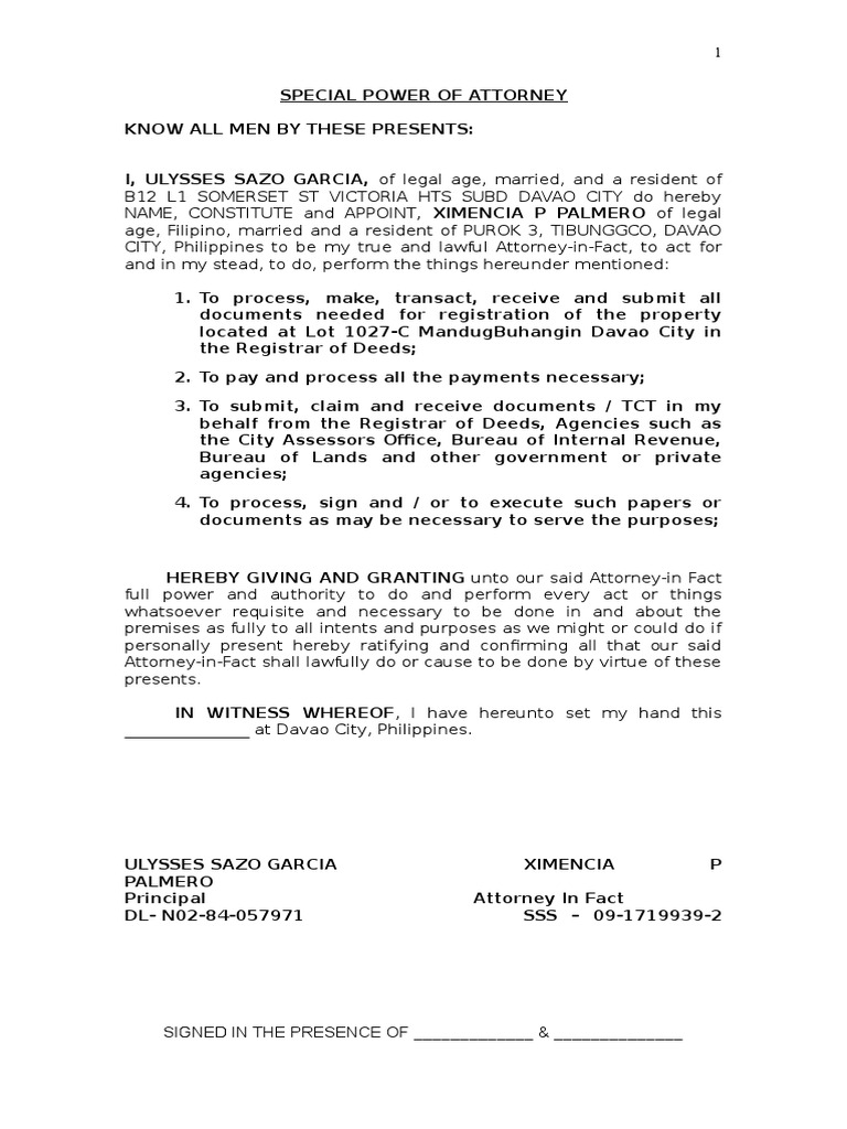 Spa Bir, City Assessors | PDF | Power Of Attorney | Civil Law (Common Law)