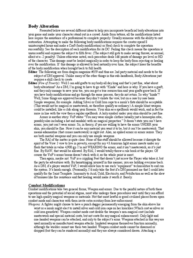 Body Alteration v1 | PDF