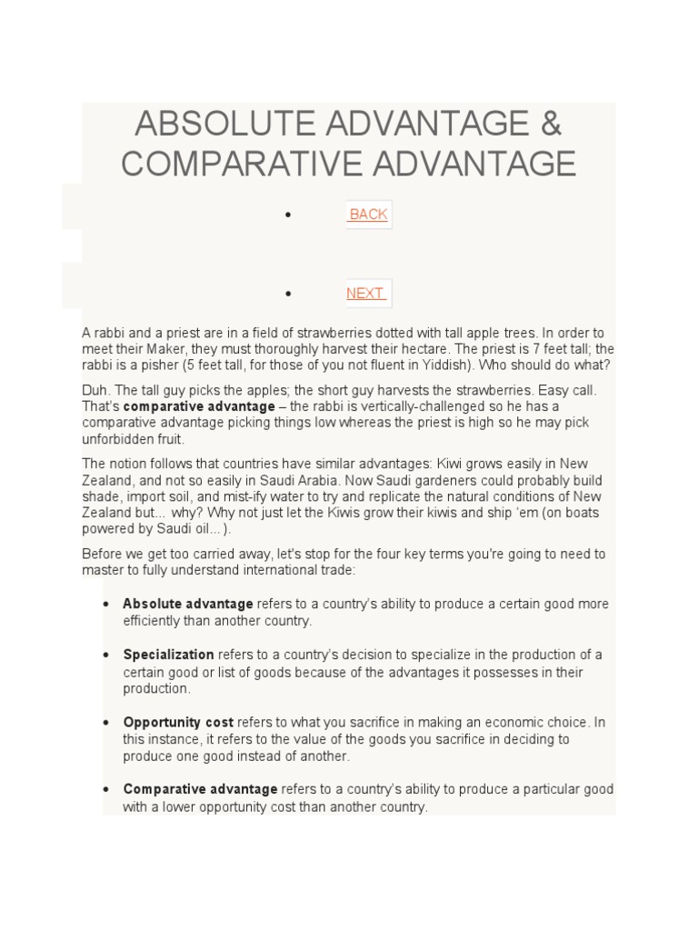 Absolute Advantage With Examples | PDF | Comparative Advantage ...