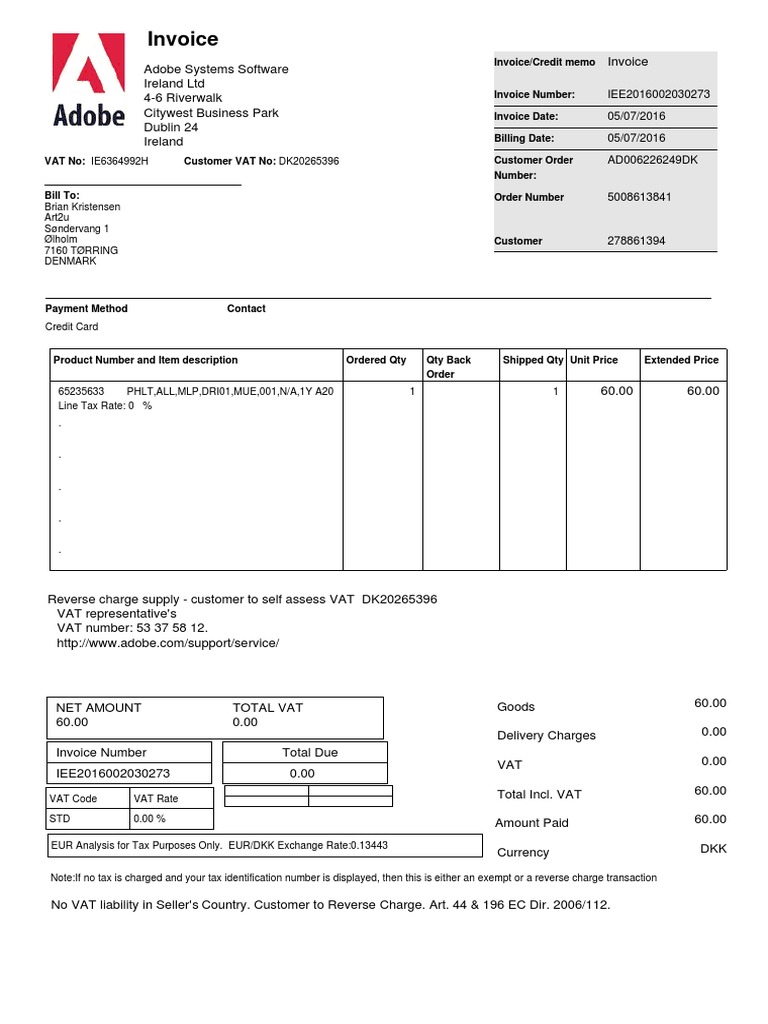 2016-07-06 Adobe Invoice No. 0731957492 PDF | PDF