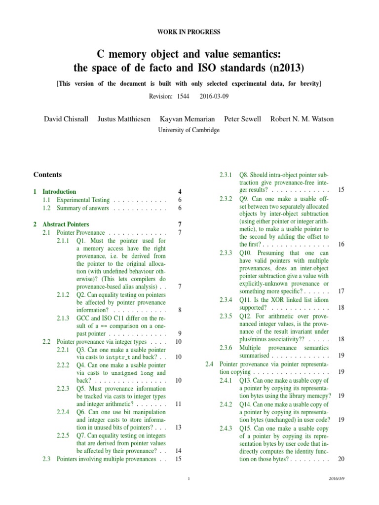 C Memory Object And Value Semantics Pdf C Programming Language