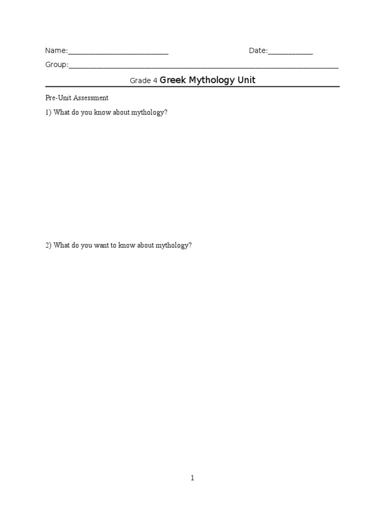 Greek Mythology 4th Grade Student Packet | PDF | Greek Mythology | Achilles