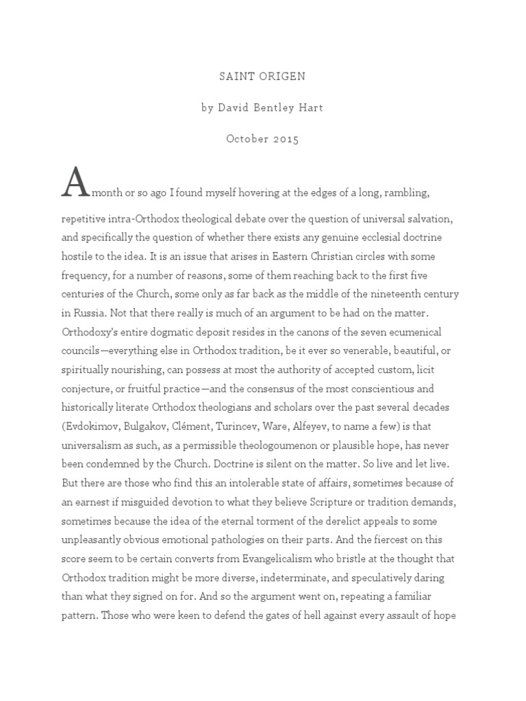 Saint Origen by David Bentley Hart _ Articles _ First Things | Origen ...