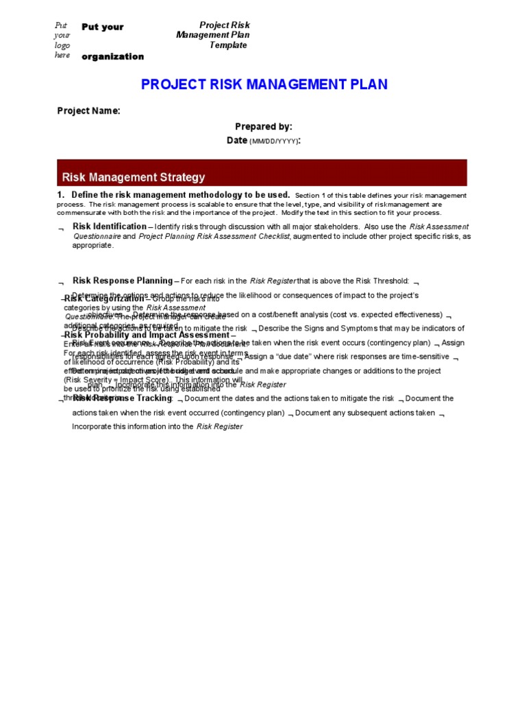 Risk Management Plan Template | PDF | Risk Management | Risk Assessment