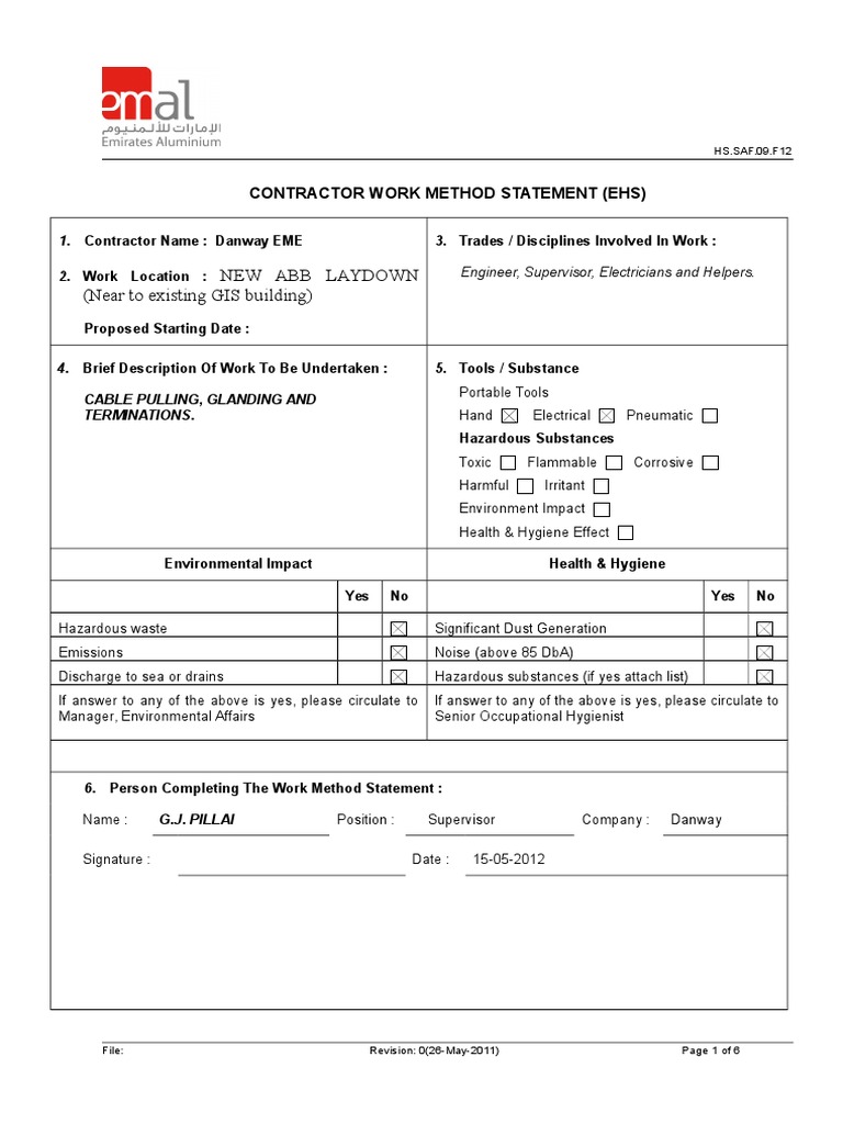 CABLE PULLING, GLANDING AND TERMINATIONS.doc | Occupational Safety And ...