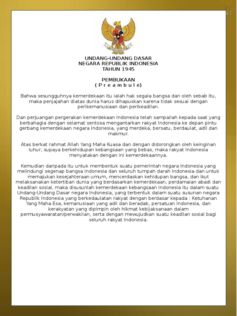 Teks Pembukaan Uud 1945 | PDF