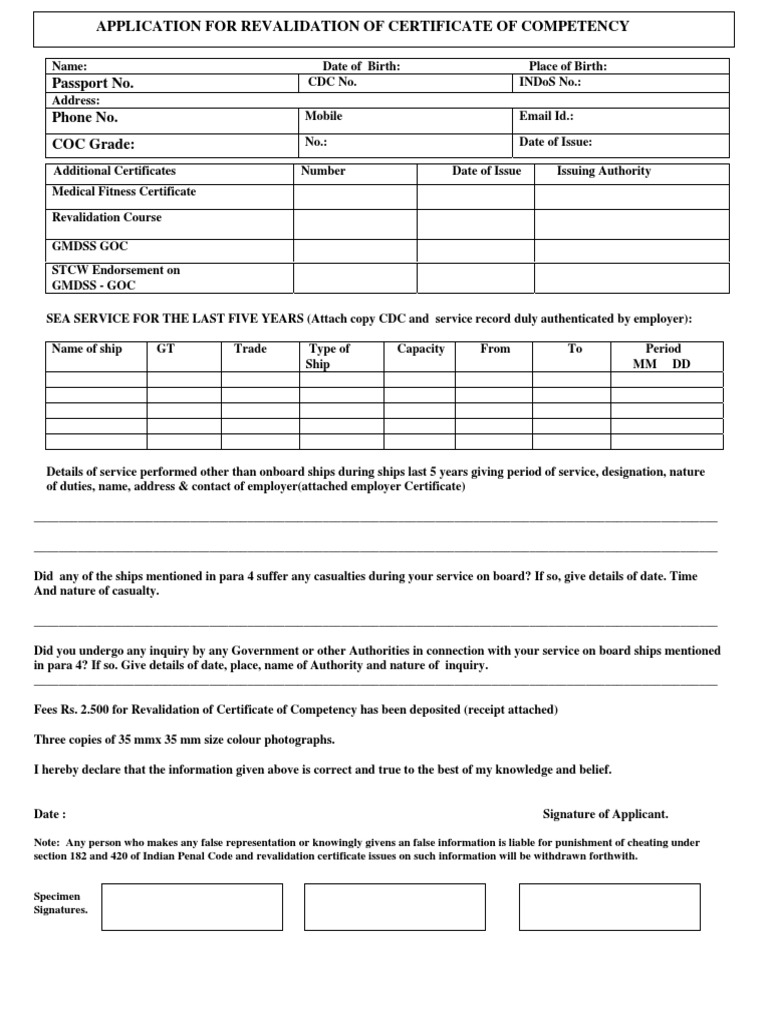 Application for Revalidation of Certification | Government | Politics